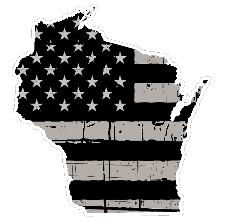 Wisconsin State N49 Distressed Flag Vinyl Decal Sticker | Front ...