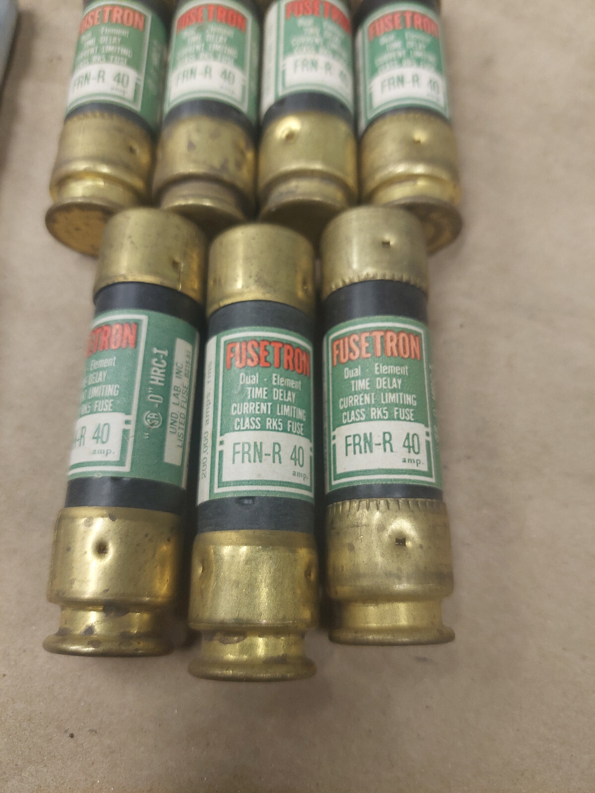 LOT Of 7 Bussmann Fusetron FRN-R-40, 40A/250V NOS TEST GOOD FREE ...