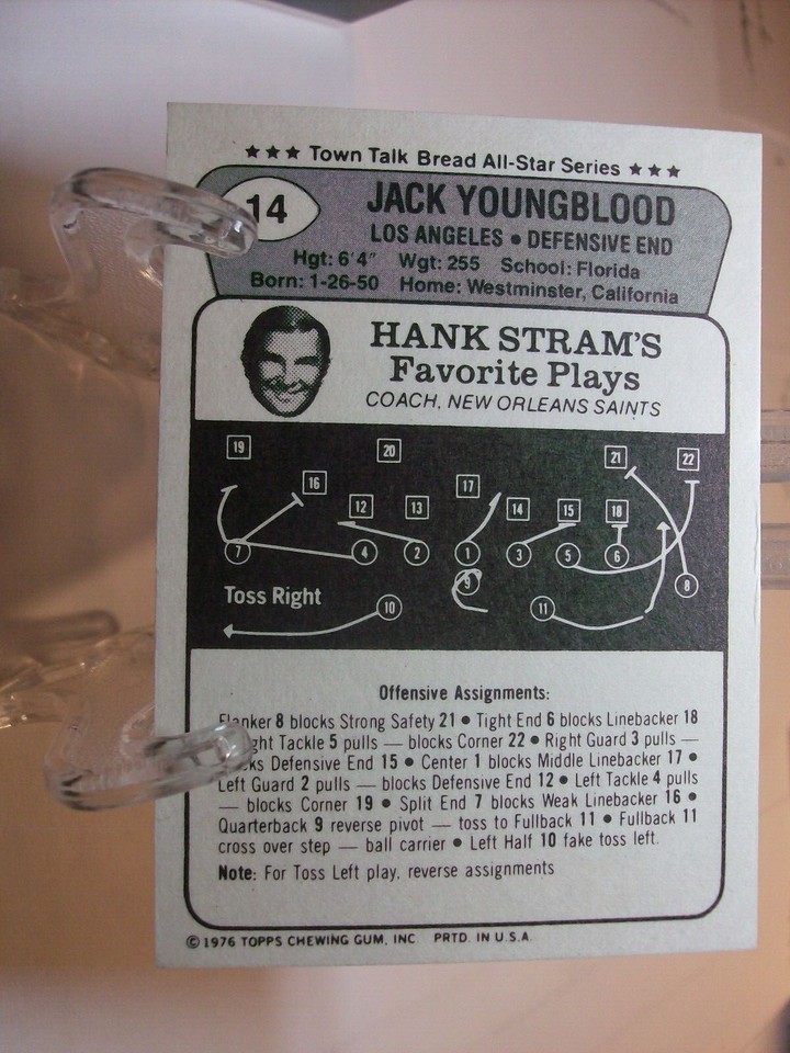 1976 Topps Town Talk Bread Football Card #14 Jack Youngblood (10641) | eBay
