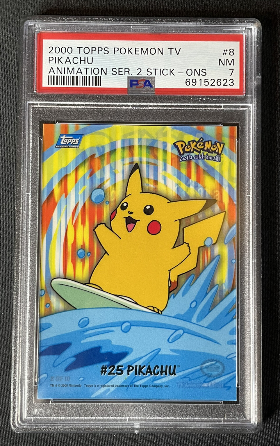2000 Topps Pokemon Surfing Pikachu Sticker Animation Series 2 stick on ...