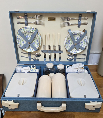 Vintage Brexton 7287 Picnic Set 1950s 4 person set in blue | eBay UK