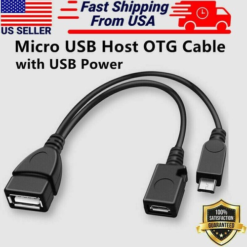 Micro USB Host OTG Cable with USB Power for Android Tablet Samsung/HTC ...