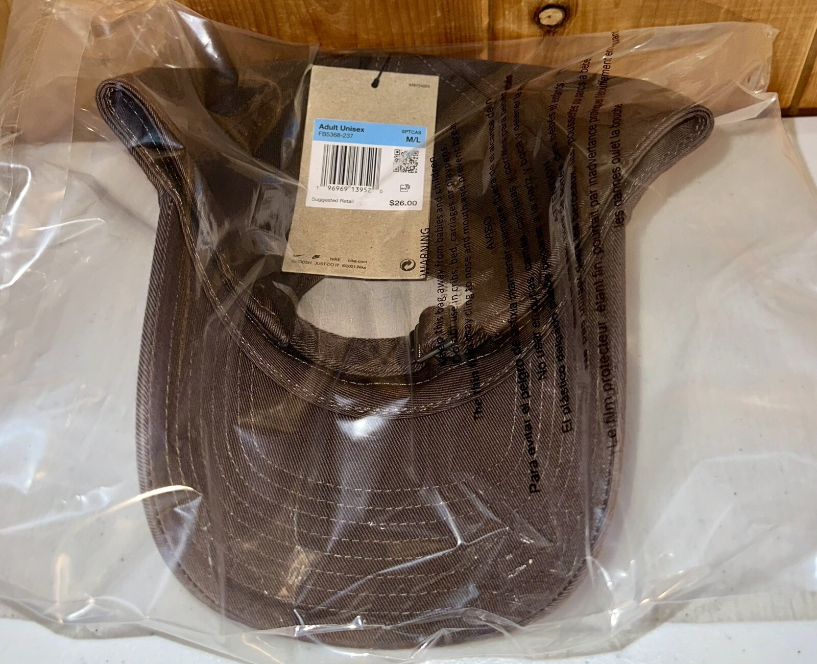 NIKE Club Unstructured Futura Wash Cap Hat Baroque Brown Size M/L ...