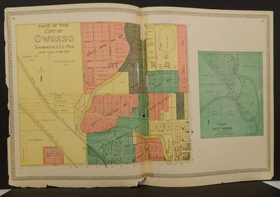 Michigan Shiawassee County Map City of Owosso 1895 Double Page !J8#73 ...