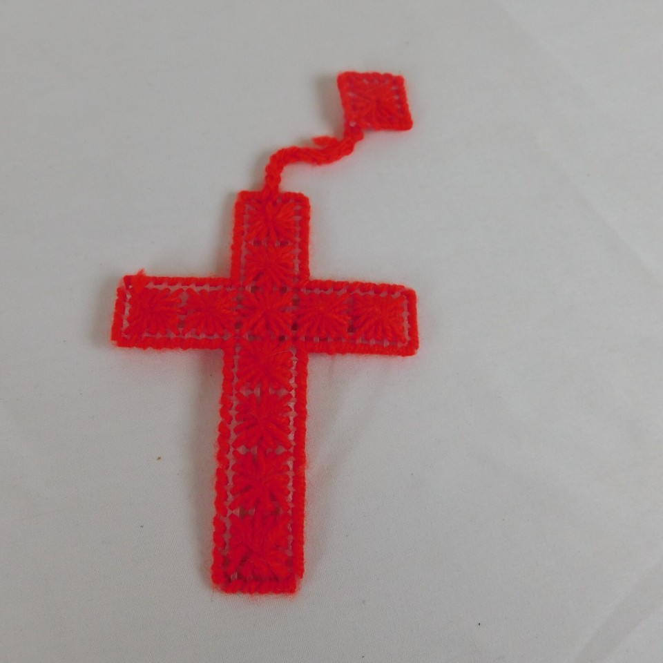 Cross Bookmarks Lot of 5 Plastic Canvas Yarn Religious Christian Blue ...