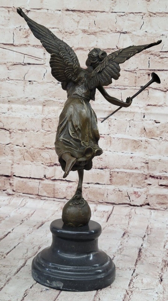 Winged Victory Athena Nike Paris Louvre 15" Bronze Marble Statue ...