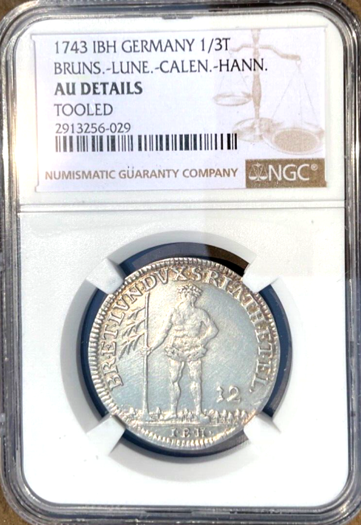 1743 IBH German States Brunswick Luneburg Wildman 1/3 Taler NGC AU ...