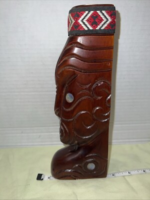New Zealand Hand Carved Wooden Tiki with Paua Shell Eyes | eBay