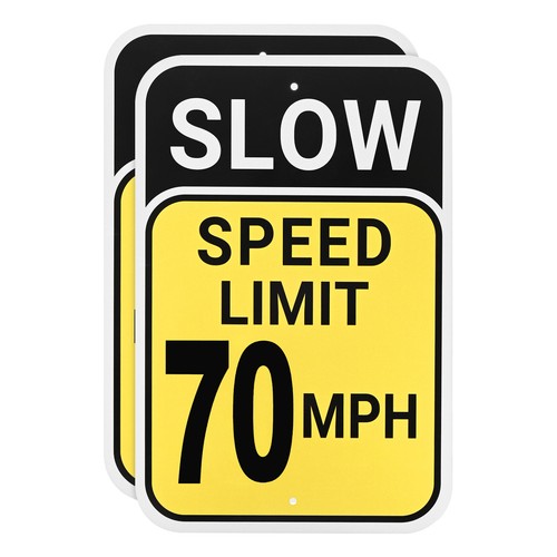 2-Pack Speed Limit 70 MPH Sign 12" x 8" Aluminum Weather Resistant ...
