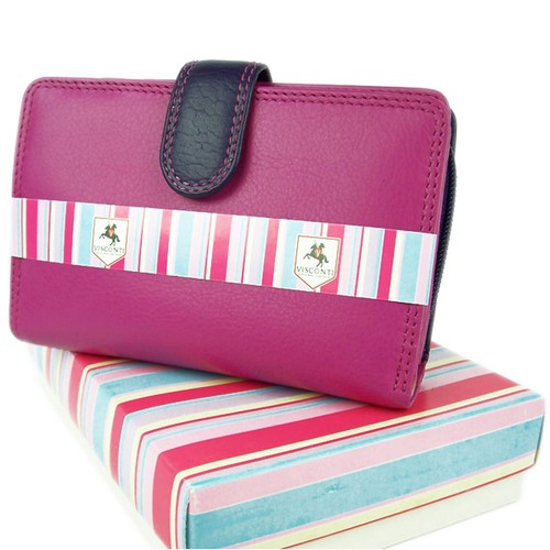 Quality Ladies Soft Leather Purse Wallet by Visconti Gift Boxed - Berry ...