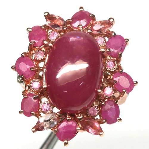 Gemstone 11 x 15 mm. Red Ruby & Pink Sapphire Jewelry Ring 925 Silver ...
