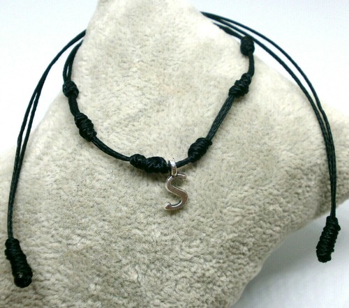 Bracelet " S " Cursive Writing Early - Thread Black Adjustable | eBay