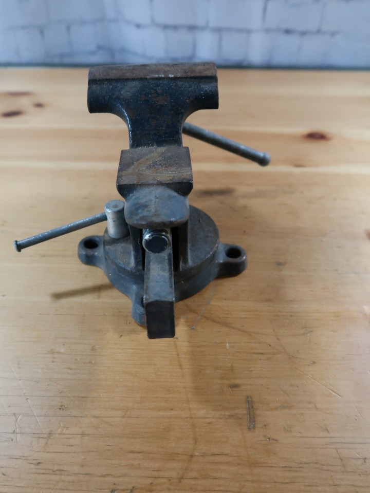 VINTAGE DUNLAP SWIVEL ANVIL BENCH VISE CAST IRON VICE,3-1/2”JAW MADE IN ...