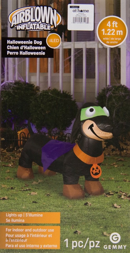 Gemmy Halloween 4 ft Dachshund Halloweenie Dog Lighted Yard Airblown ...
