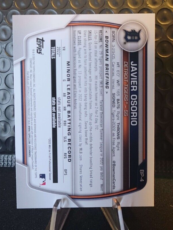 2023 Bowman Chrome Javier Osorio Neon Green #/399 BP-4 - Detroit Tigers ...