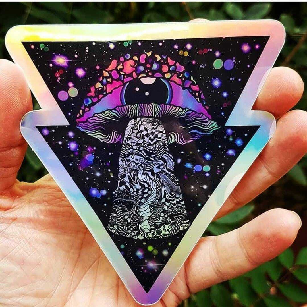 Holographic Sticker Pack | Alien Mushroom Trippy Sticker pack | X5 UV ...