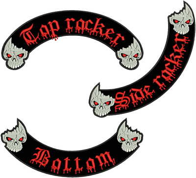 12" CUSTOM Top Bottom and Side skull rockers made to order, Sew-On ...