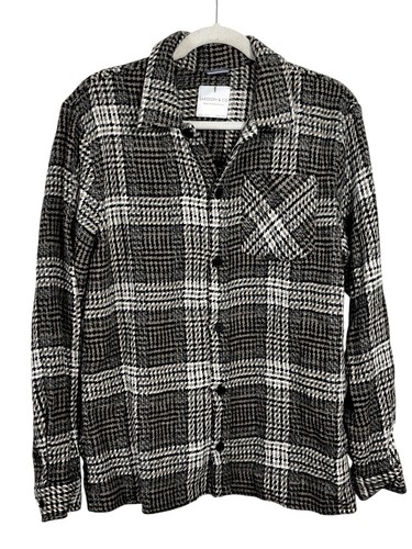 Larsson & Co Men’s Houndstooth Shacket Shirt Jacket Brown & Tan Pockets ...