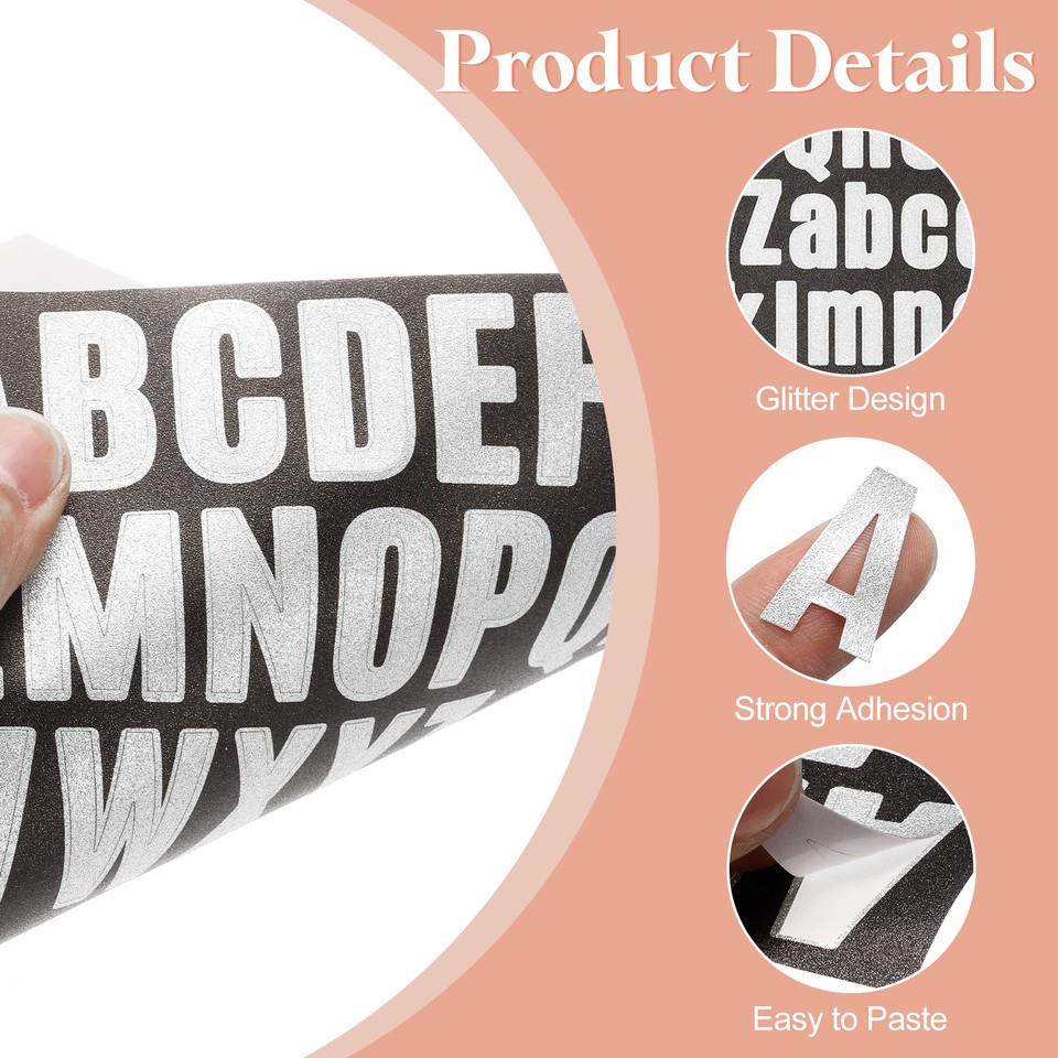 912Pcs 12Sheet Glitter Letter Sticker Self-Adhesive Alphabet Sticker ...