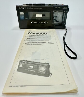 SONY WA-8000 Cassette Corder 9 Band World FM MW SW Japan W/ MANUAL ...