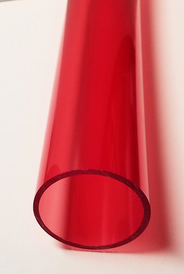 1 Pc 2" x 1 3/4" RED CLEAR ACRYLIC PLEXIGLASS LUCITE PLASTIC TUBE 18 ...
