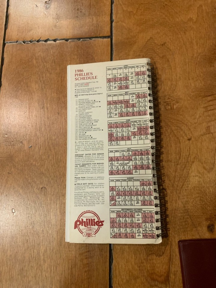 1986 Philadelphia Phillies media BASEBALL guide | eBay