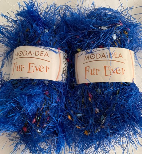 MODA DEA Fur Ever Yarn - Lot Of 2 - Color Blue Heaven - 49 yds Each | eBay