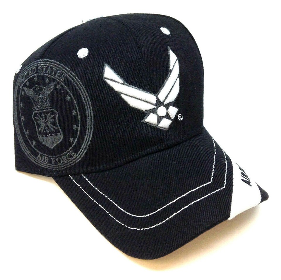 BLACK WHITE UNITED STATES US AIR FORCE WINGS LOGO HAT CAP ADJUSTABLE ...