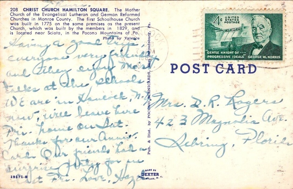 Christ Church Hamilton Square Post Card Pocono Mountains Sciata ...