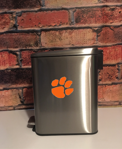 Clemson Tigers Football Team Logo Silver Stainless Steel Trash Can 1.3 ...