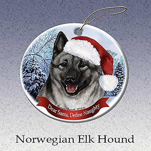 Holiday Pet Gifts Norwegian Elkhound Santa Hat Dog Porcelain Christmas ...