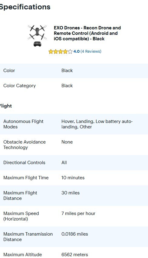 EXO Drones - Recon Drone and Remote control (Android and iOS compatible ...