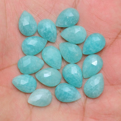5 Pcs Amazonite Pear Rose Cut 10x12mm To 20x25mm Natural Loose Gemstone ...