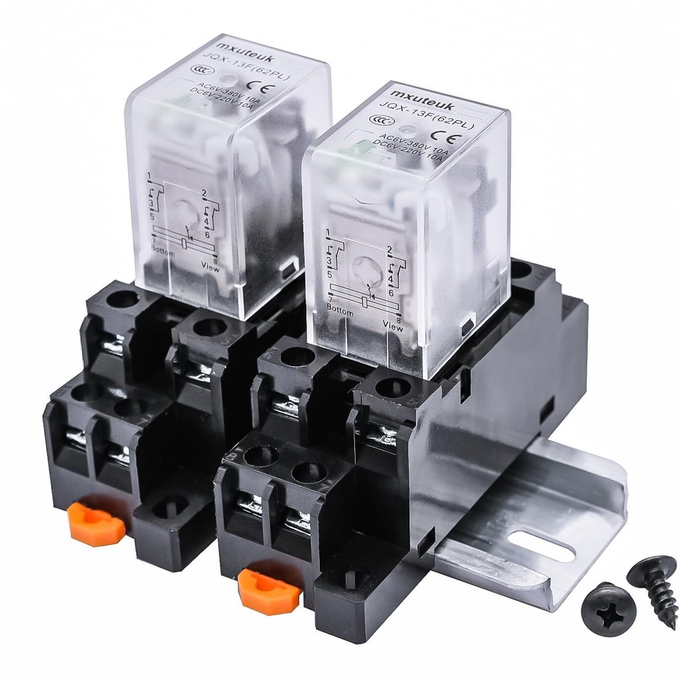 DPDT Electromagnetic Power Relay 24V DC - 10A, 2pcs with LED Indicators ...