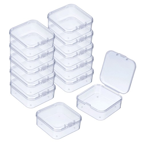 24Pcs Small Plastic Beads Storage Containers with Lids Square 1.8x1 ...