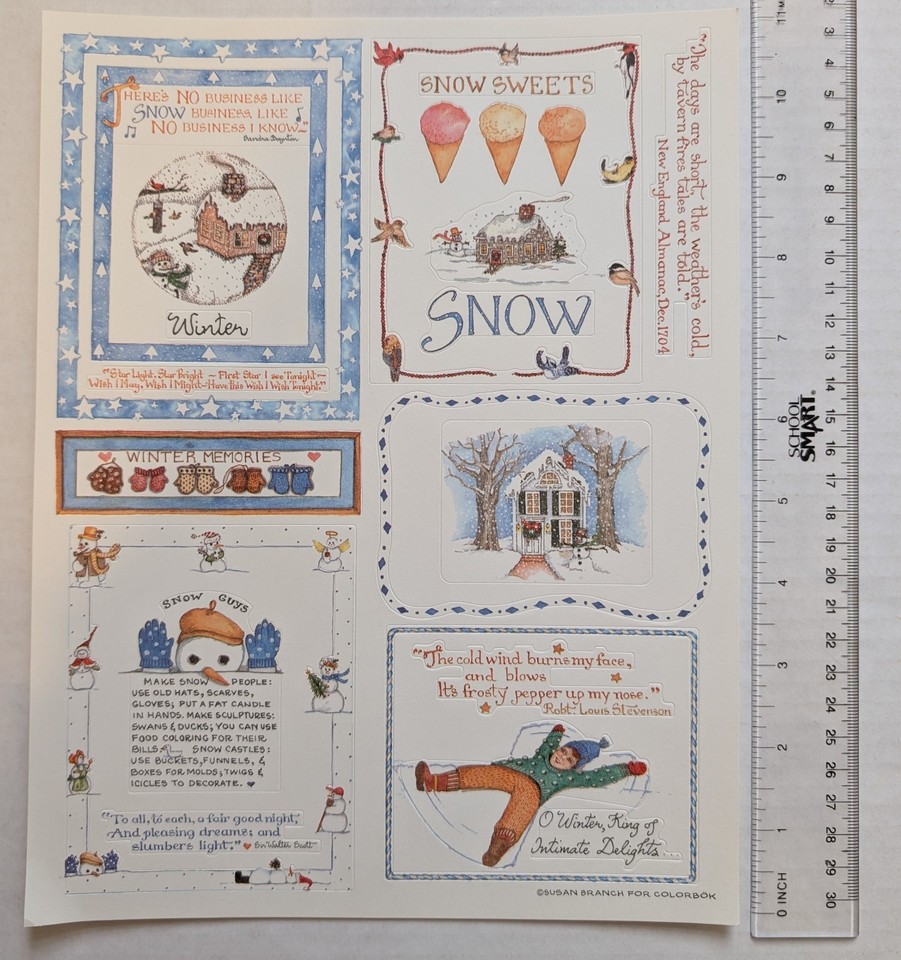 Winter Snow Frames Vintage Susan Branch Cardstock Stickers 8.5"x11 ...