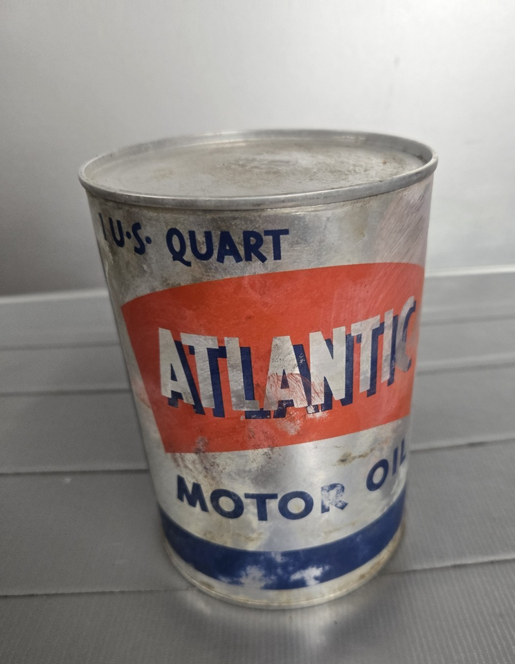 Vintage Atlantic Motor Oil 1 Quart Metal Can Full | eBay
