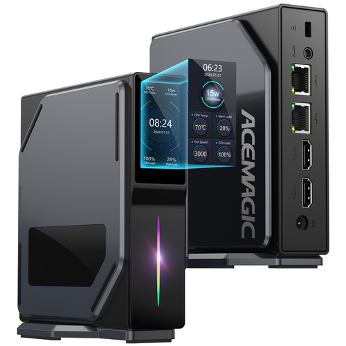 ACEMAGIC S1 Mini PC Intel N97 16GB RAM 512GB SSD LCD Display RGB Lights ...