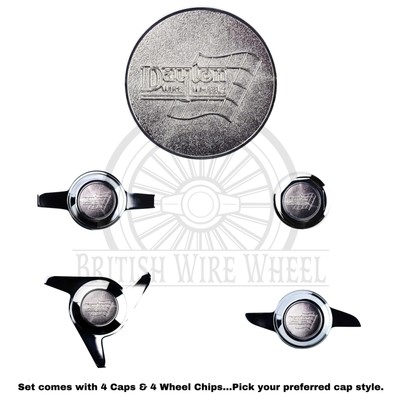 Dayton All Chrome Metal Wheel Chip Emblems with Spinner Caps, Set of 4 ...