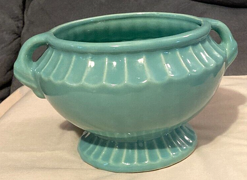 VTG 1940's Fredericksburg Art Pottery #201 USA-Green Urn/Planter w/Swan ...