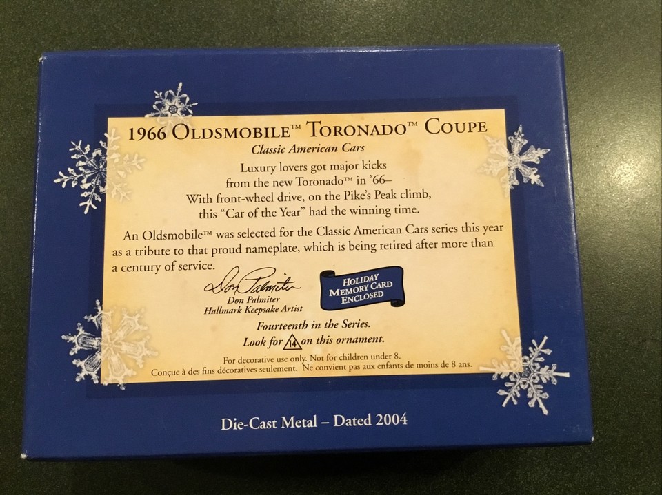Hallmark 1966 Oldsmobile Toronado Coupe Classic Diecast Car Model MIB ...