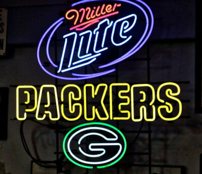 Green Bay Packers Beer Light Lager Neon Light Sign Lamp Bar Open Decor ...