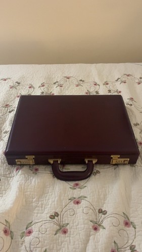 Vintage Burgundy Red Leather Briefcase Attaché Case Combo Lock; Hard ...