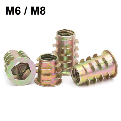 10PCS HEX DRIVE INSERT FIXING TYPE D WOOD SCREW INSERTS NUTS M6 M8 ...