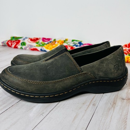 Born Gray Brown Leather Slip On Comfort Loafers | eBay Australia