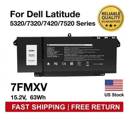 New Dell 7FMXV 63Wh 4100mAh Laptop Battery for Latitude 5320/7320/7420 ...