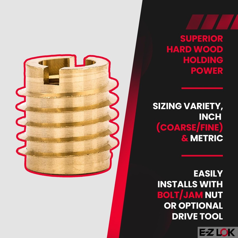 Knife Threaded Insert for Hard-Wood Brass Thread Inserts 5/16-18 ...