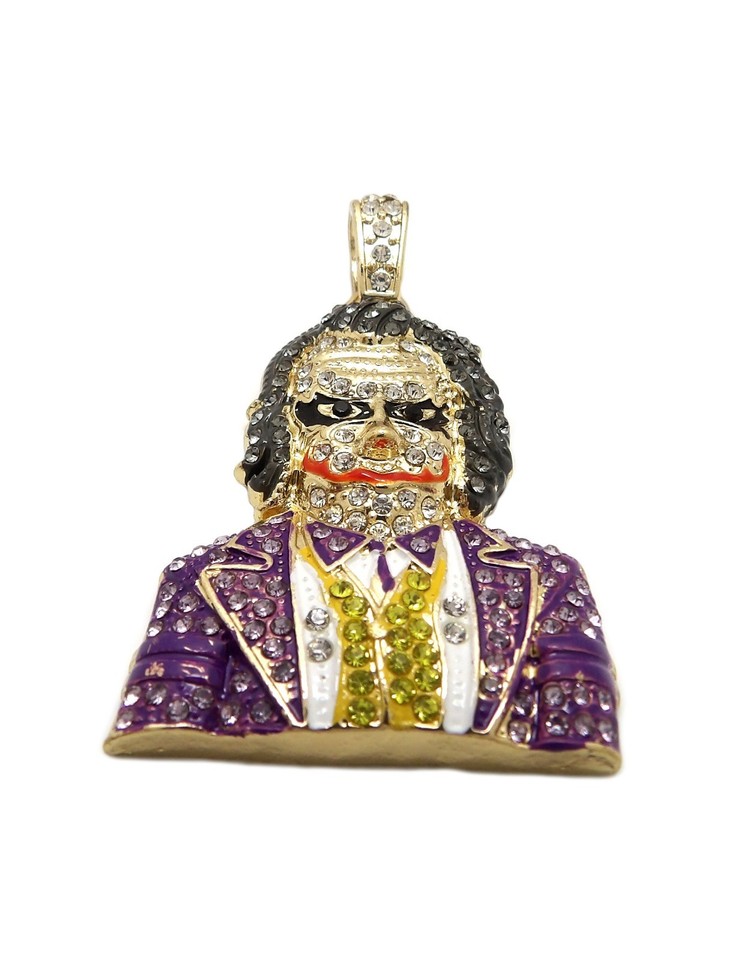 Hip Hop Joker pendant & 12mm 18" Box Lock Miami Cuban Choker Chain ...