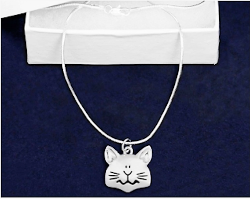 Sterling Silver-Plated Cat Face Charm Pendant Necklace - SALE BENEFITS ...