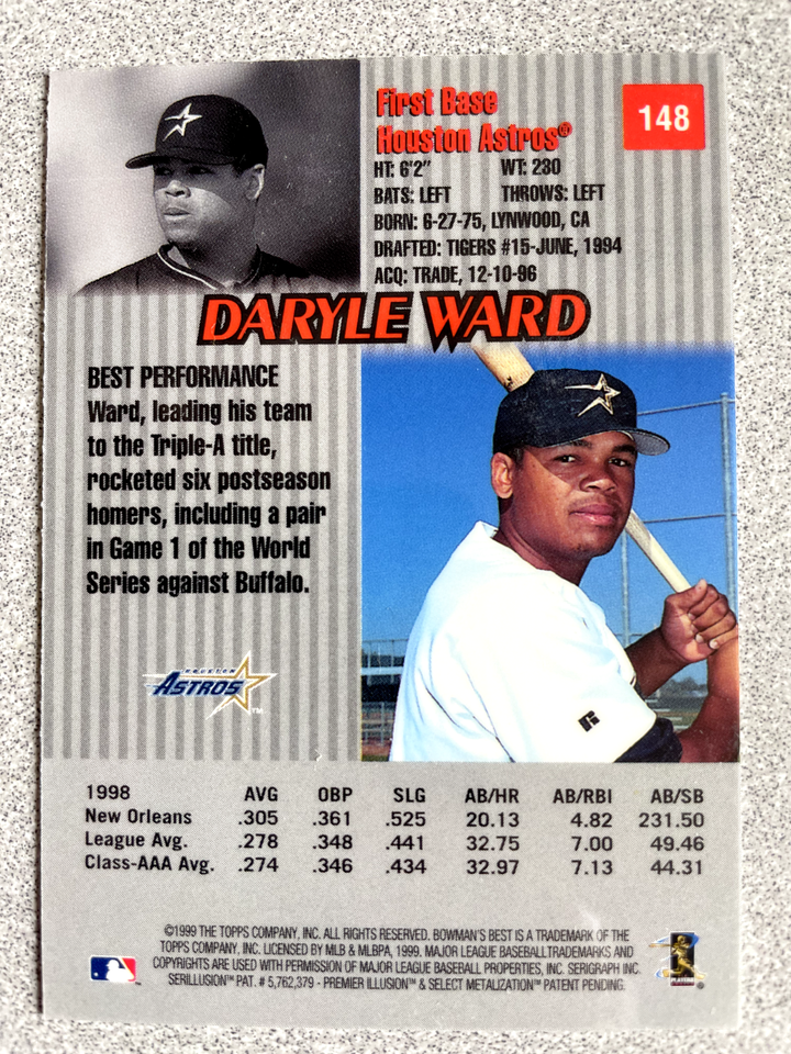 1999 Bowman's Best Daryle Ward Card #148 Houston Astros | eBay